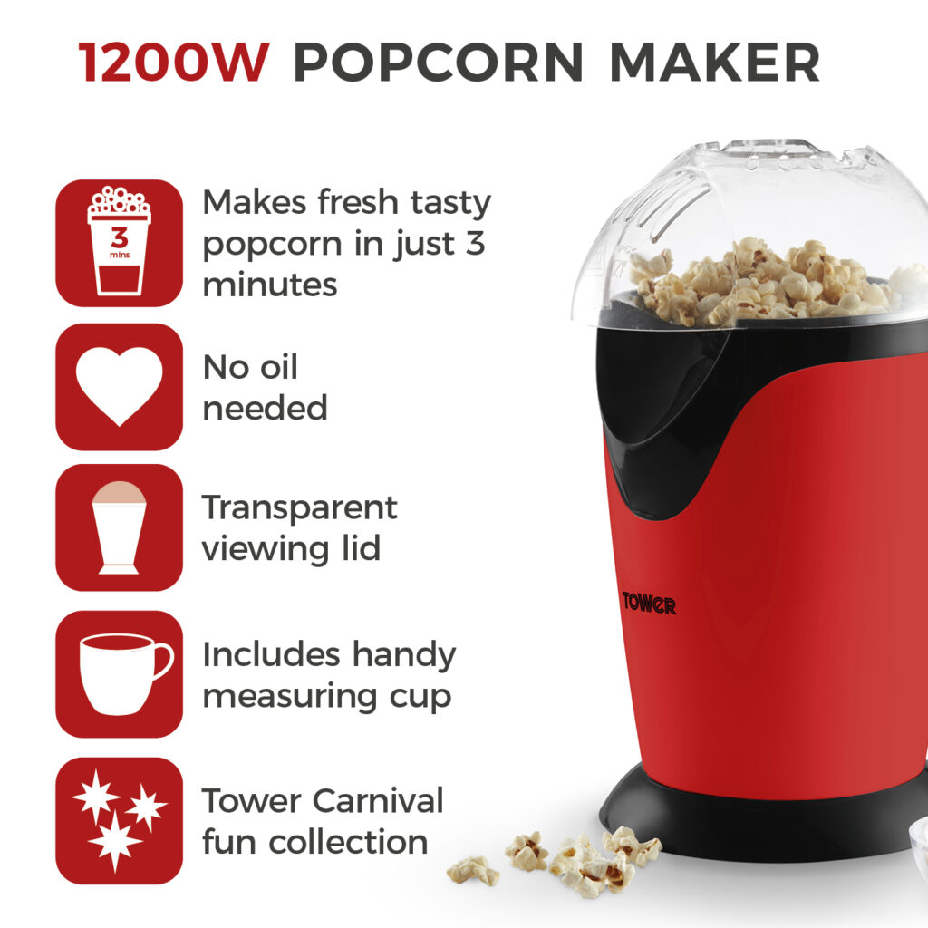 Tower Popcorn Maker 1200w - Bilco Direct