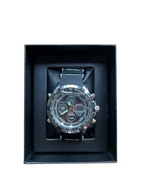 NY London Mens Chunky Watch With Digital Dials and Rubber and Silver ...